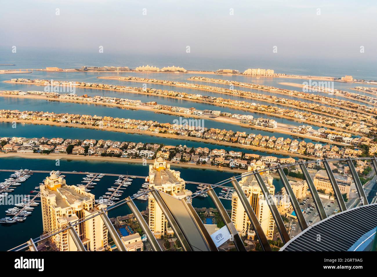 Dubai, UAE - 09.24.2021 Partial view of man made island, Palm Jumeirah ...