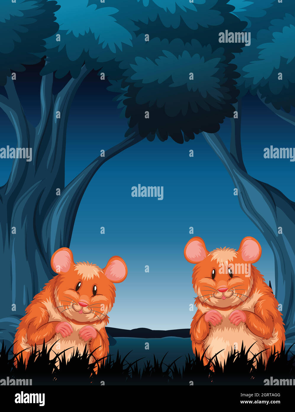 Night in wood Stock Vector Images - Alamy