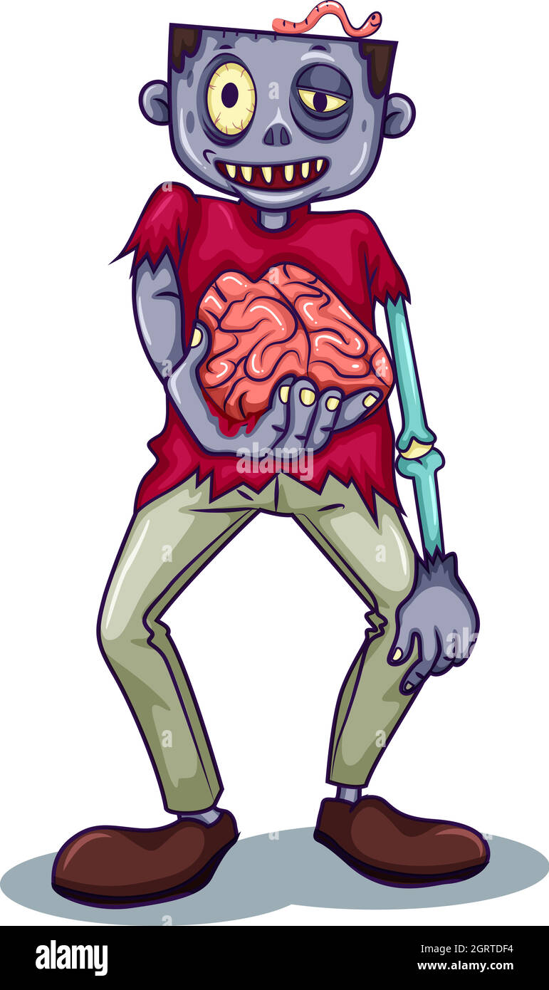 A Zombie Holding His Brain Stock Vector Image And Art Alamy