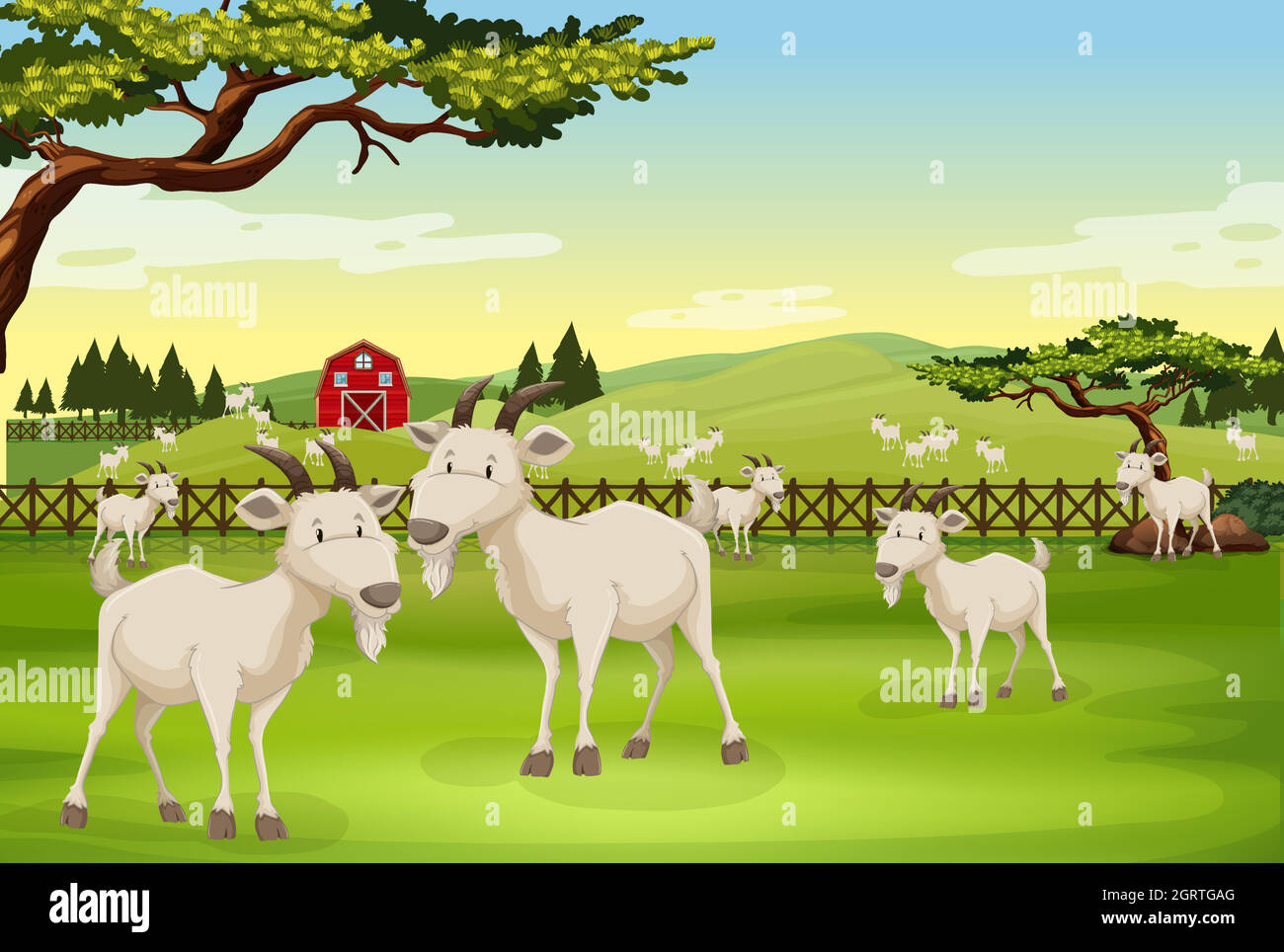 Landscape of goats Stock Vector Images - Alamy