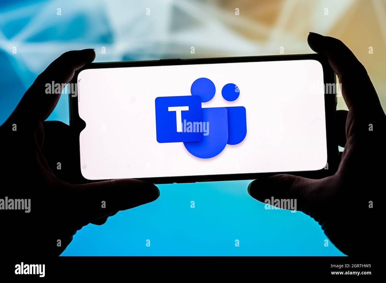 In this photo illustration a Teams Microsoft logo seen displayed on a ...