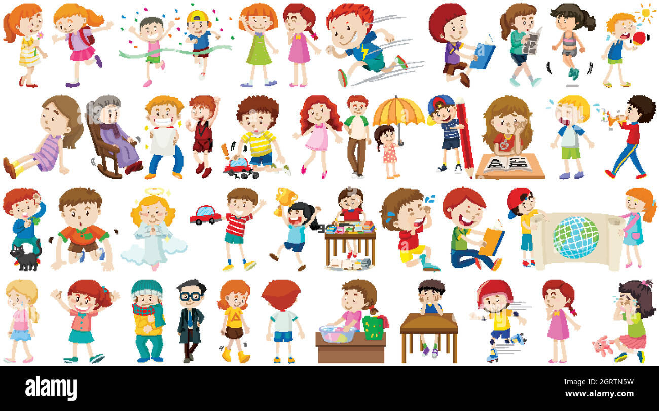 Set of cute kids cartoon character Stock Vector Image & Art - Alamy
