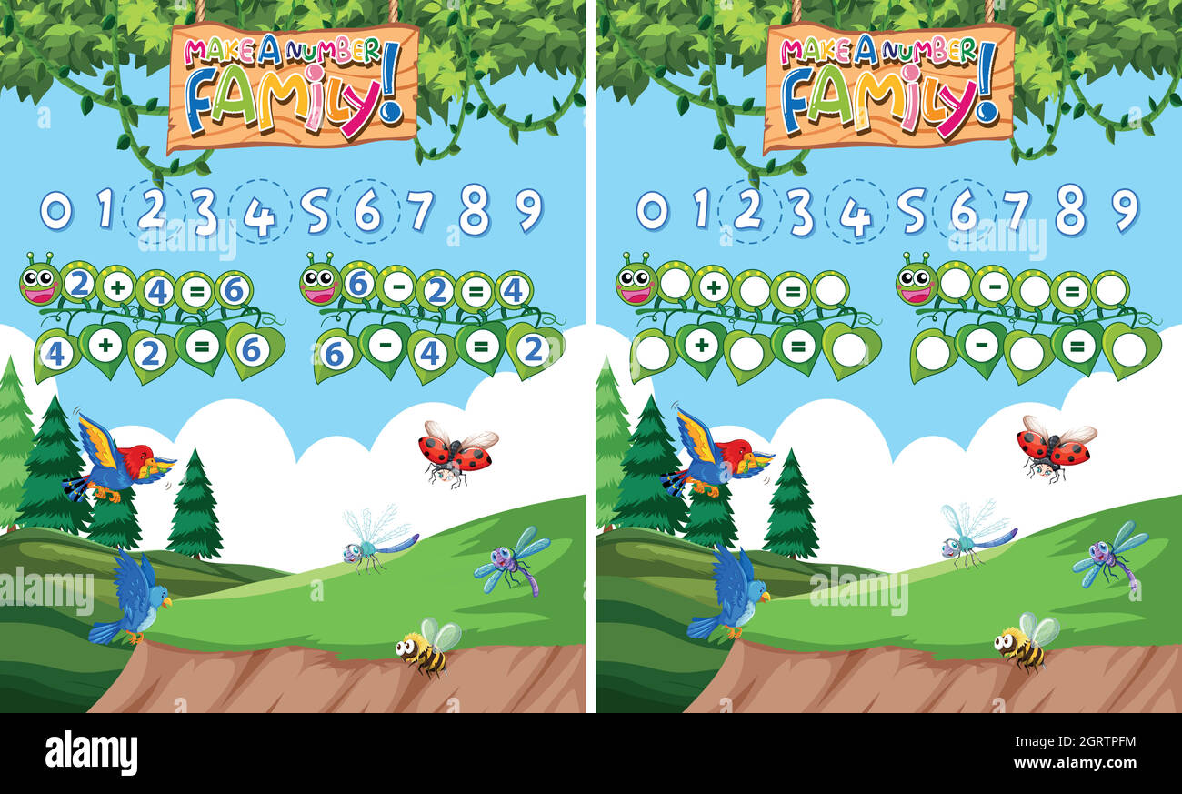 Set of make a family number sheets Stock Vector Image & Art - Alamy