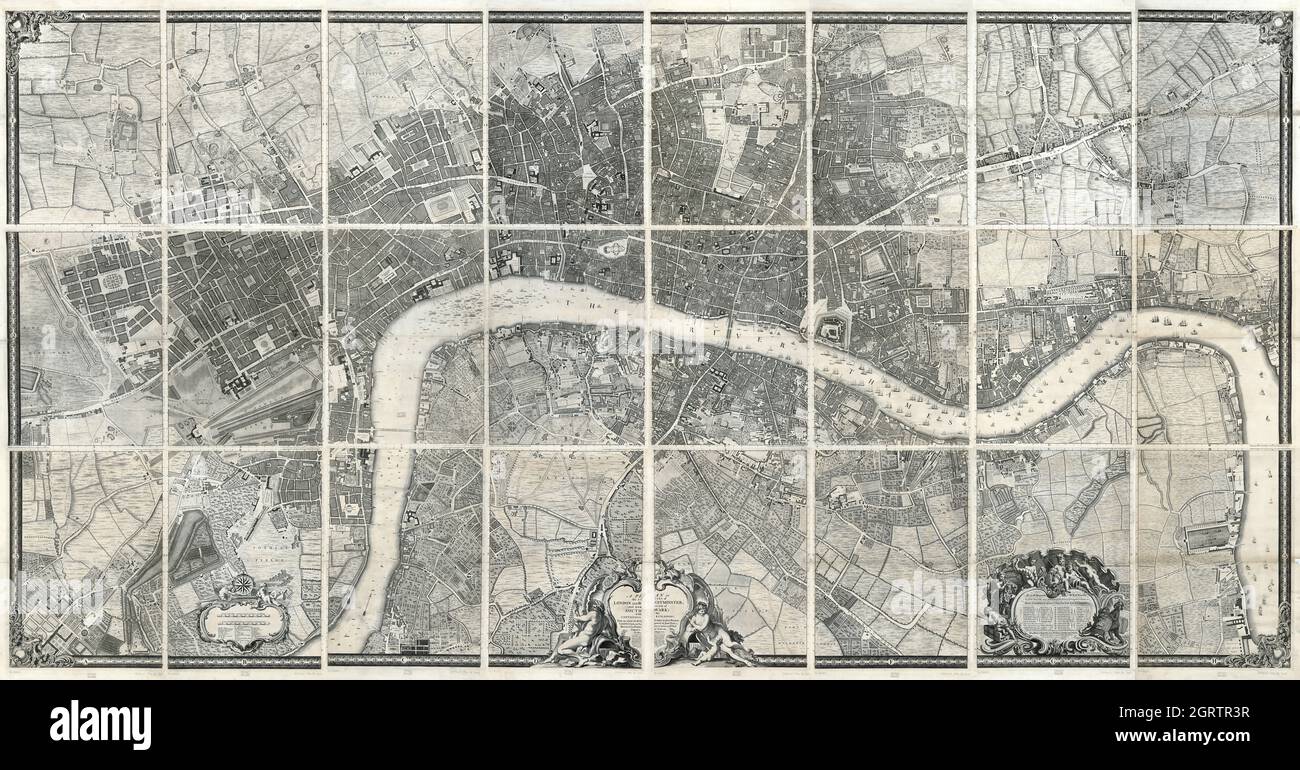 Old map of by john rocque london, 1746 hi-res stock photography and ...