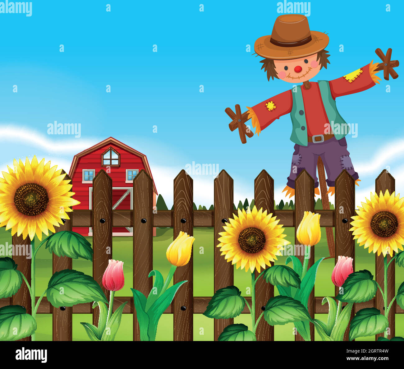 Scenery in field Stock Vector Images - Alamy