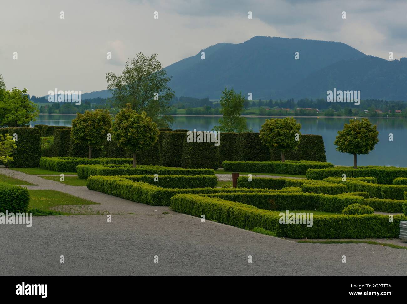 Beautiful park near Festspielhaus (Opera house) in Fussen, on the ...