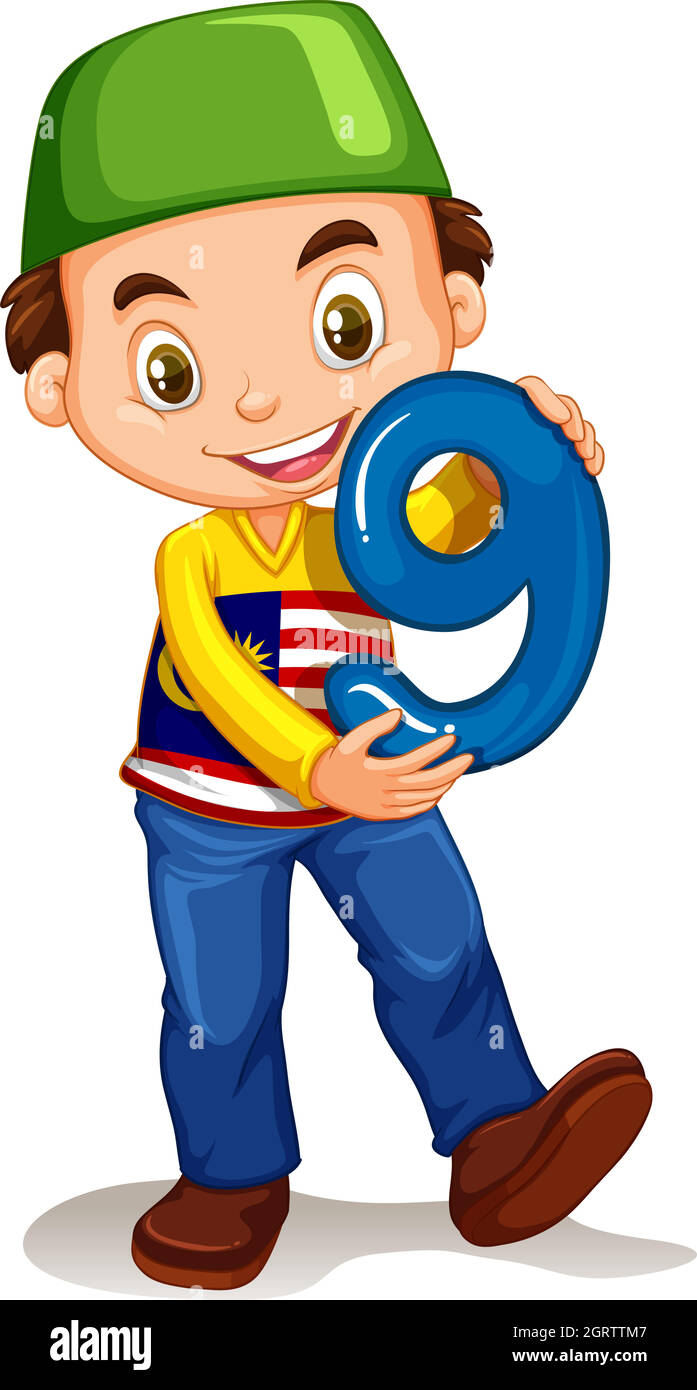 Little boy holding number nine Stock Vector Image & Art - Alamy