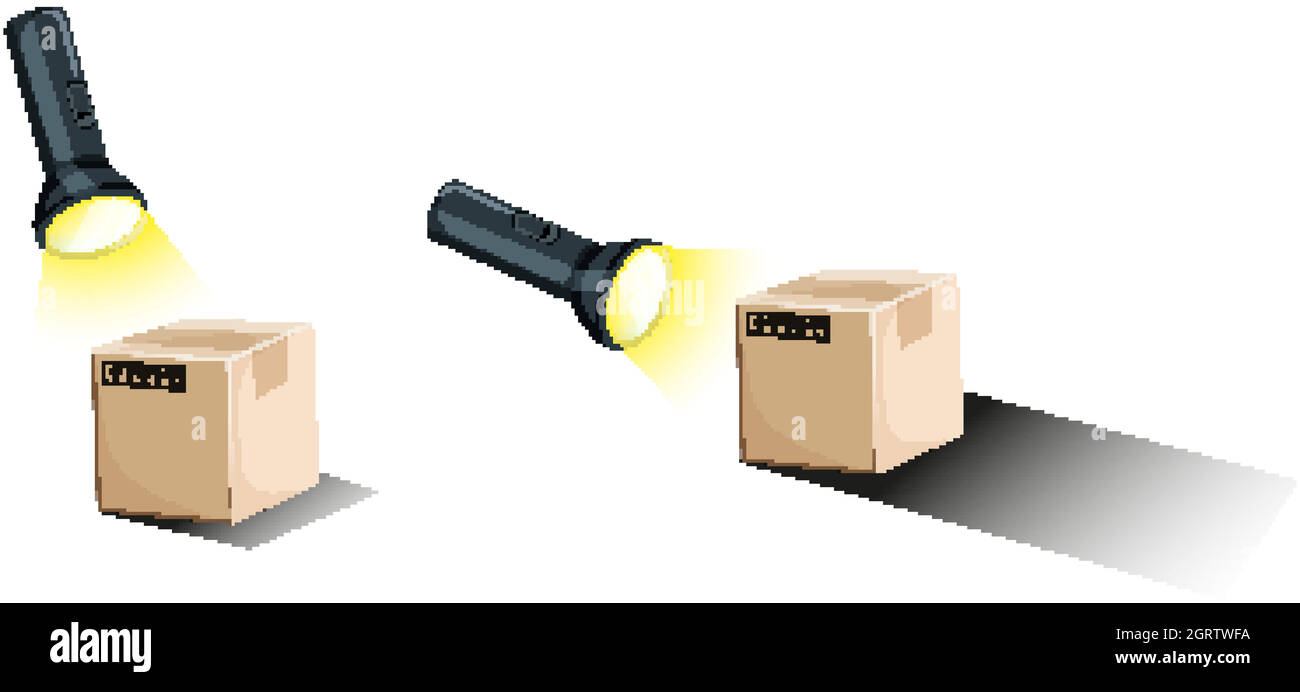 Flashlight and shadow of the boxes Stock Vector Image & Art - Alamy