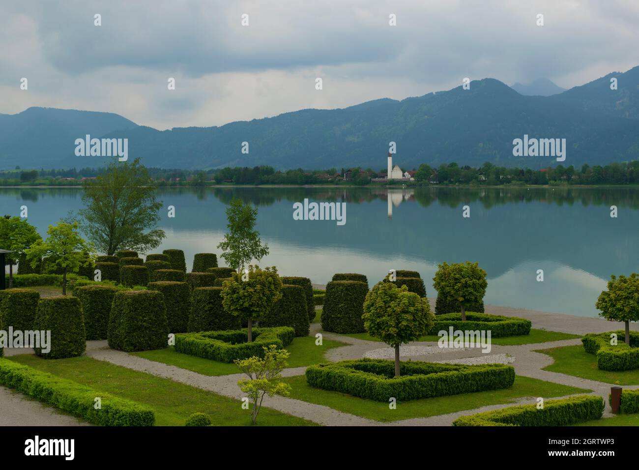 Beautiful park near Festspielhaus (Opera house) in Fussen, on the ...