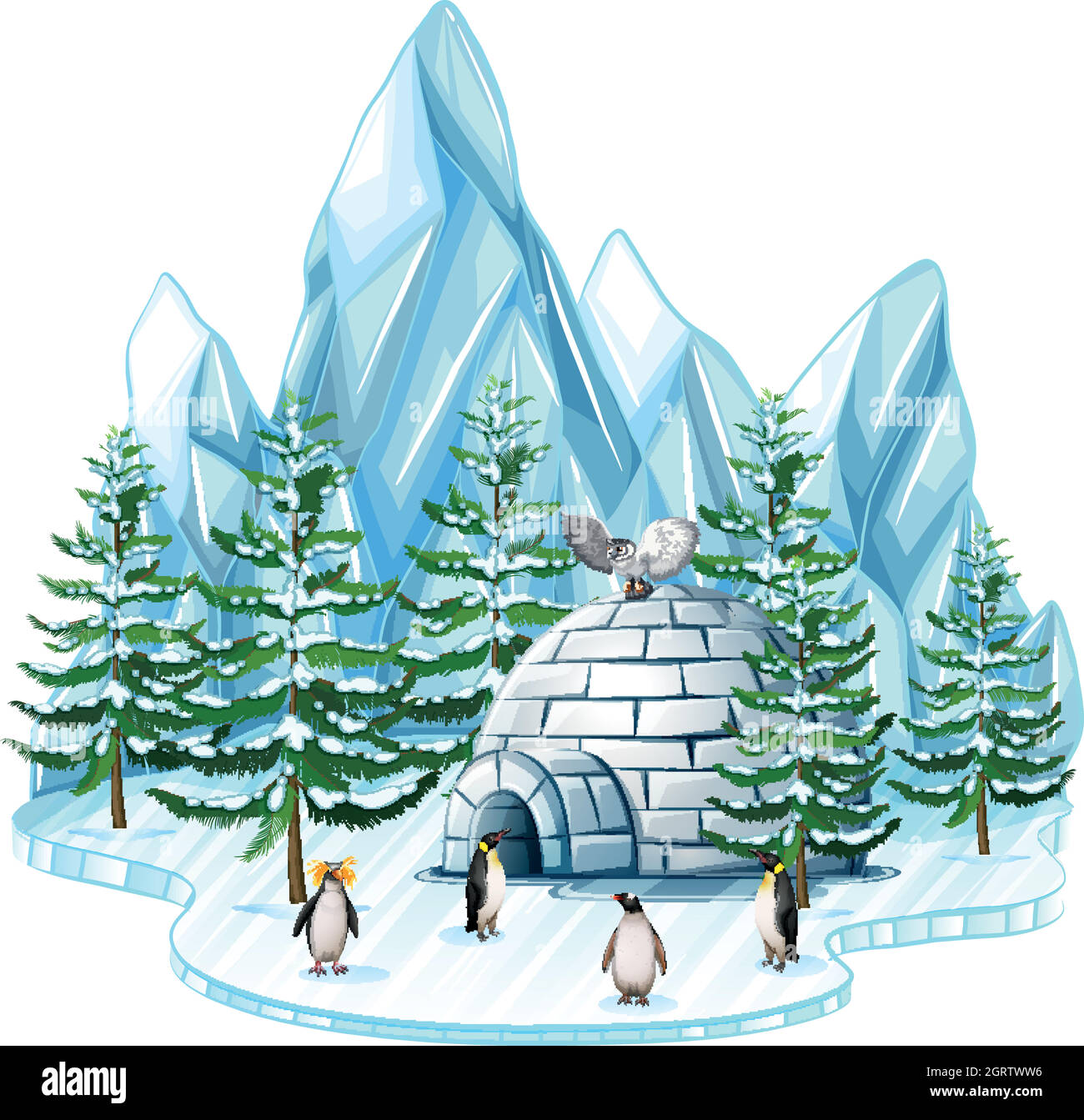 Penguins and owl by the igloo Stock Vector Image & Art - Alamy