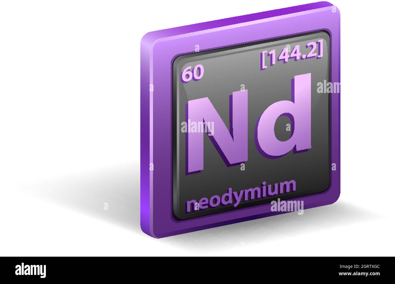 Neodymium chemical element. Chemical symbol with atomic number and ...