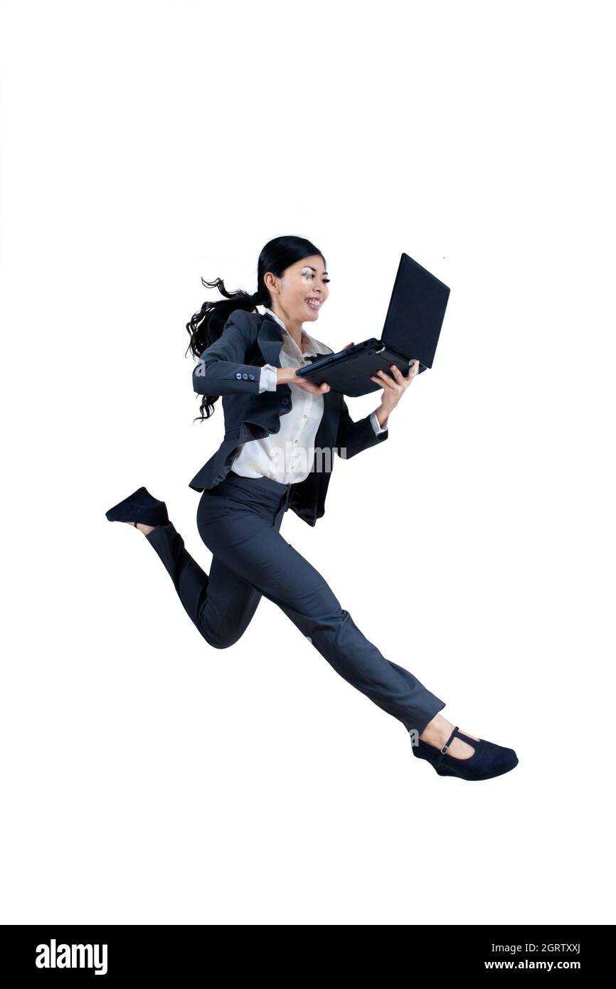 Asian businesswoman jumping hi-res stock photography and images - Alamy
