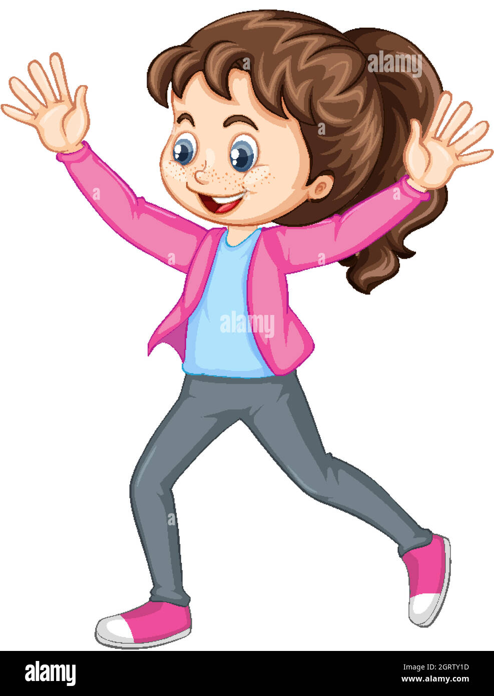 Girl pushing hands up dance cartoon character isolated Stock Vector ...