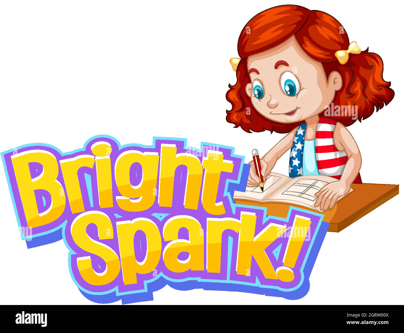 Font design for word bright spark with cute girl Stock Vector Image ...