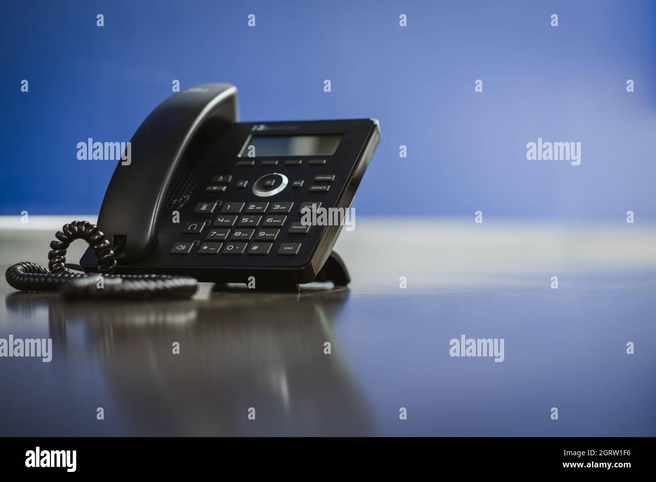 Blue dial phone on table hi-res stock photography and images - Alamy