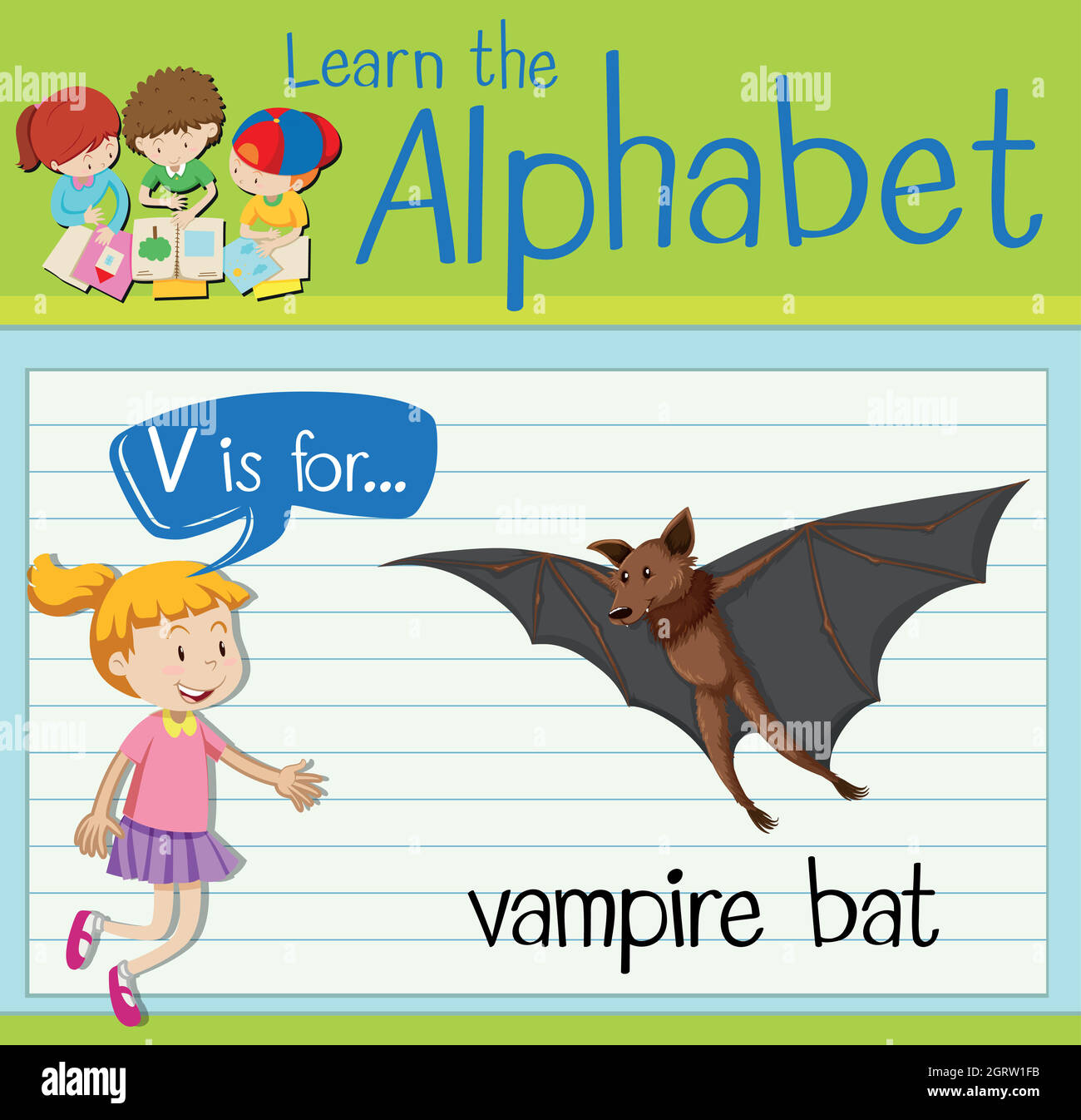 Flashcard letter V is for vampire bat Stock Vector Image & Art - Alamy
