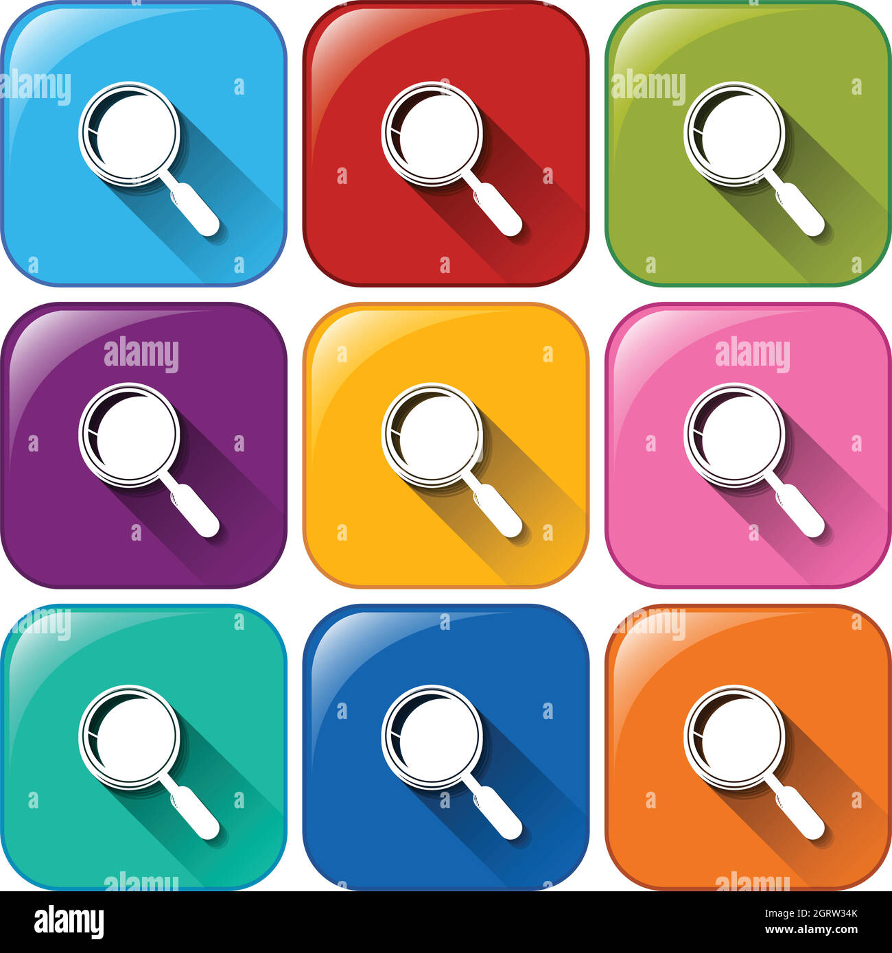 Icons with magnifying lens Stock Vector Image & Art - Alamy