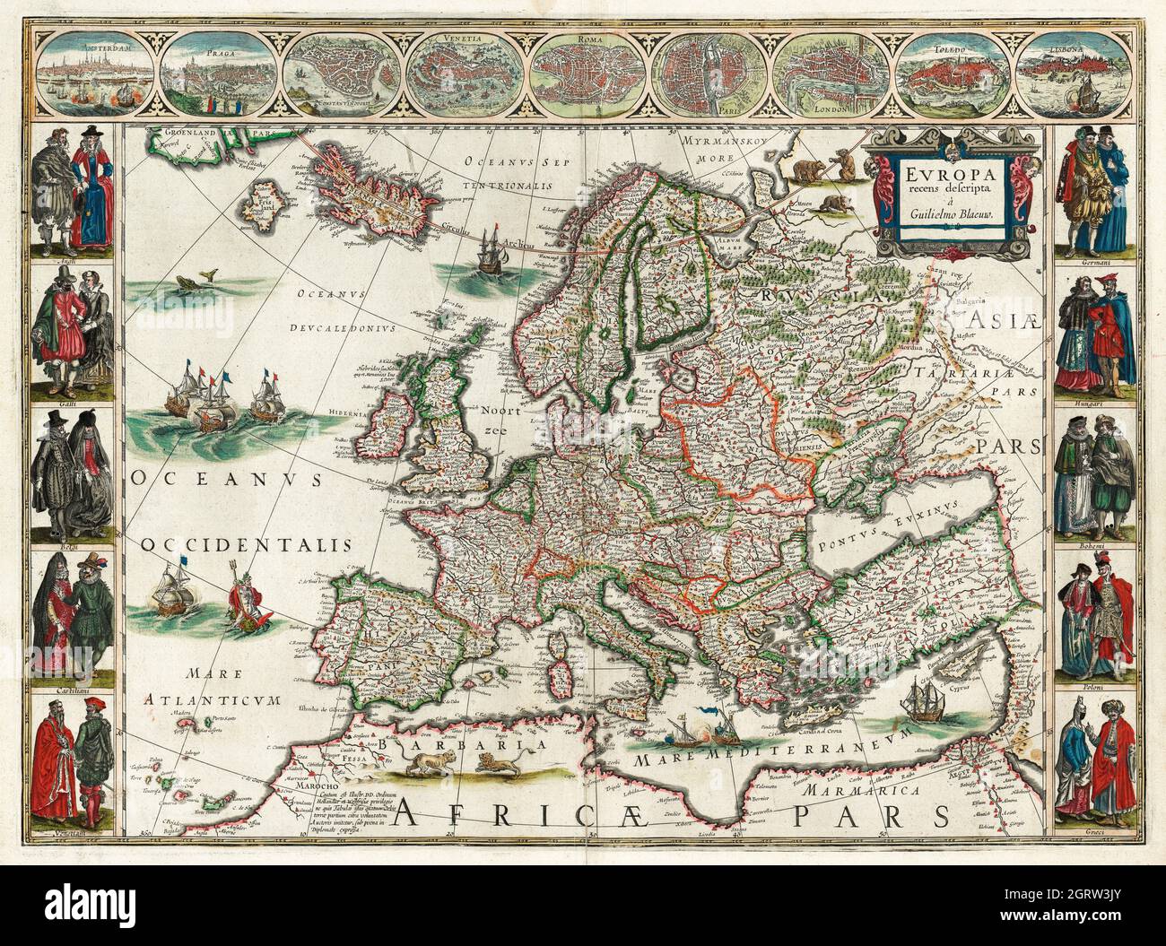 Europa recens descripta – Map of Europe. 1635 Stock Photo - Alamy