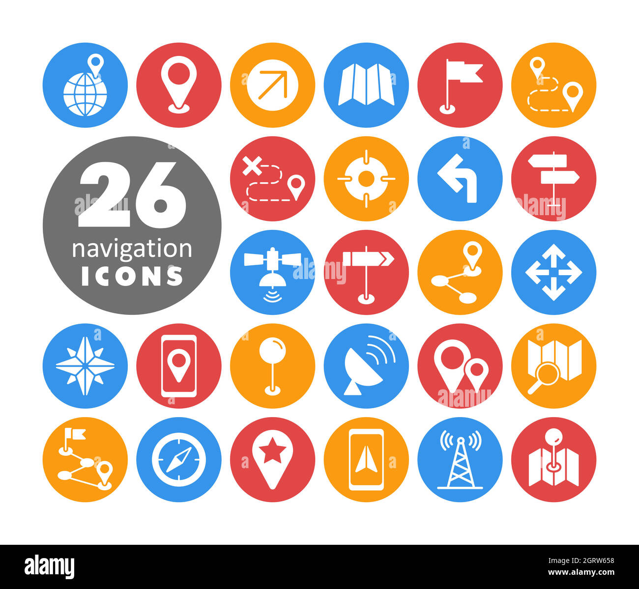 Maps, location, navigation vector white glyph icons set Stock Vector ...