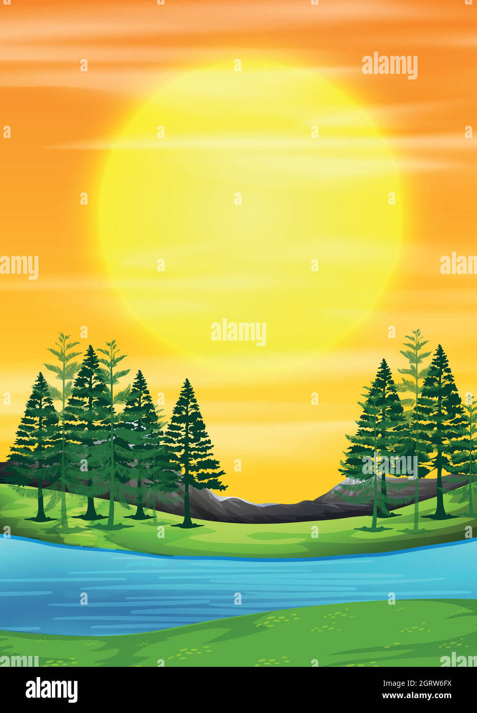 Natural sunrise scenery Stock Vector Images - Alamy