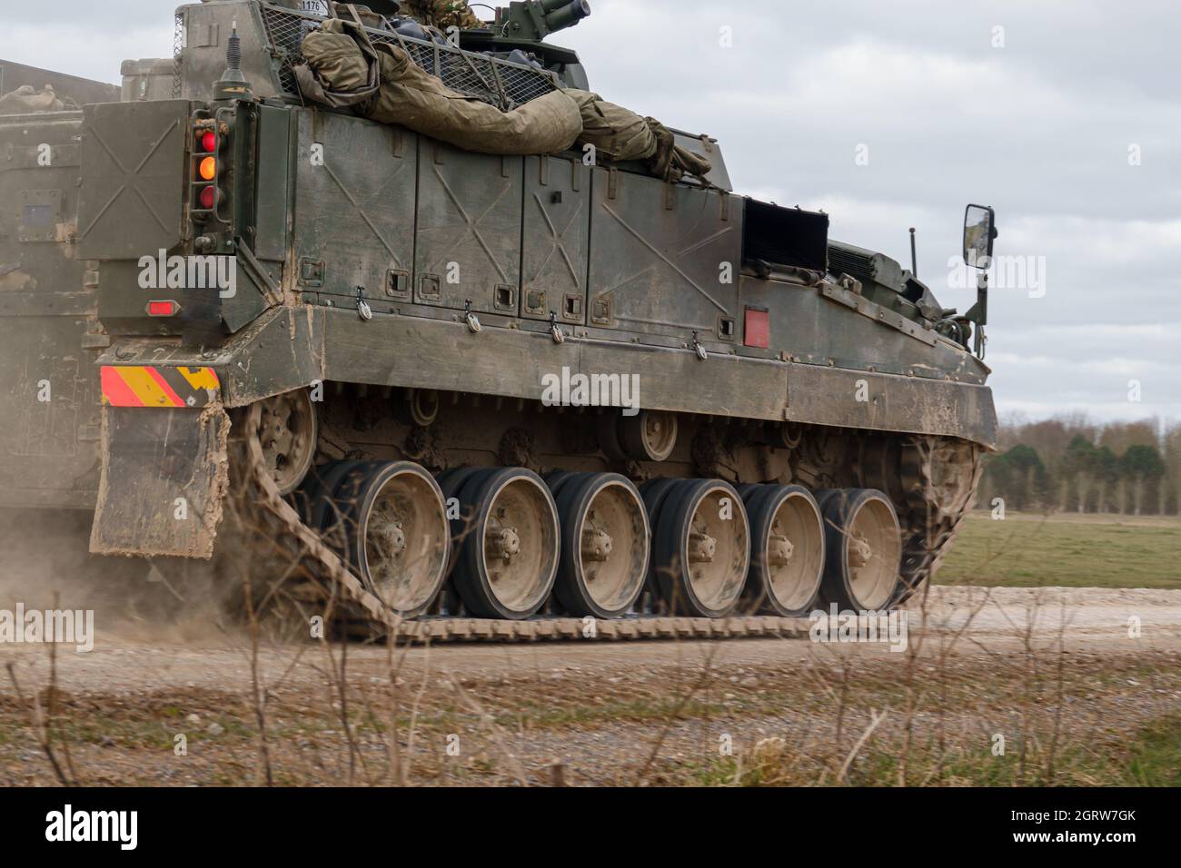 British army Warrior FV512 mechanized recovery vehicle REME in action ...