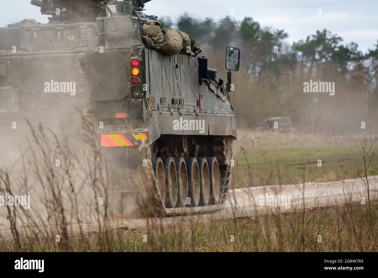 British army Warrior FV512 mechanized recovery vehicle REME in action ...