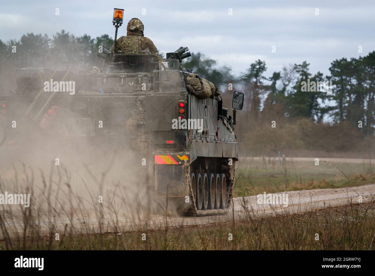 British army Warrior FV512 mechanized recovery vehicle REME in action ...