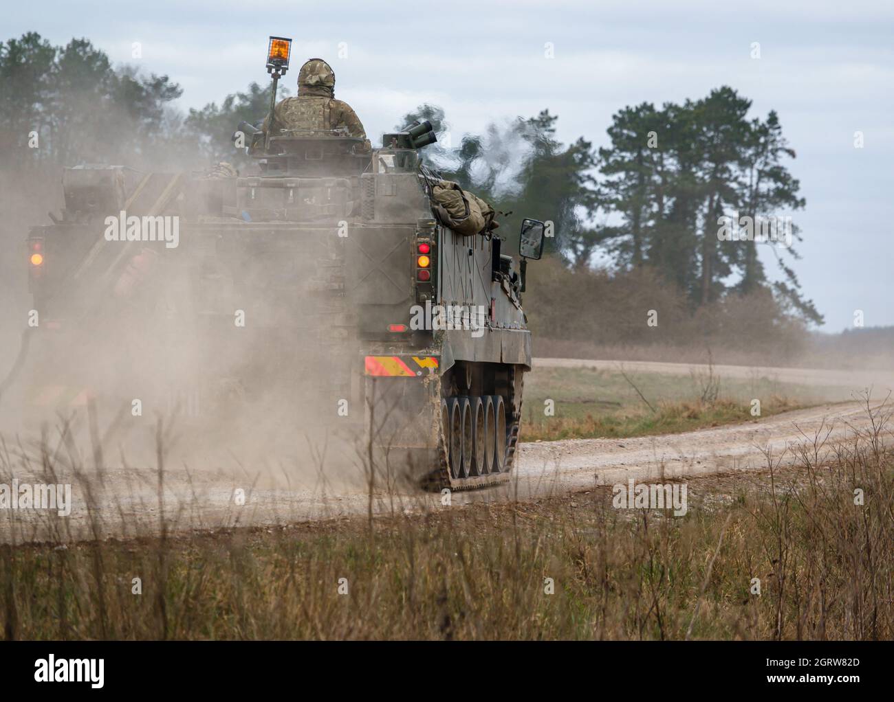 British army Warrior FV512 mechanized recovery vehicle REME in action ...