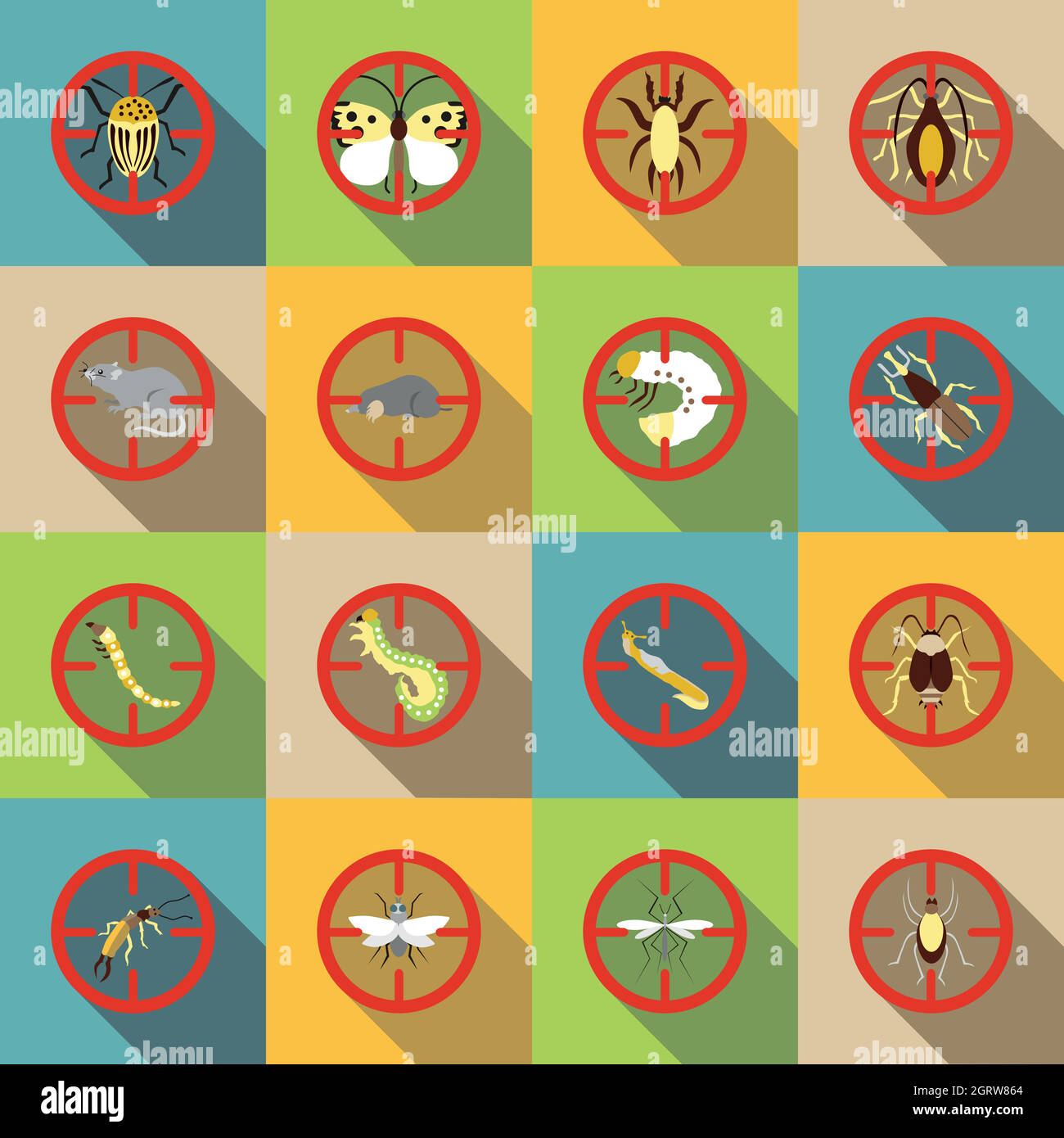 Pest control icons set, flat style Stock Vector Image & Art - Alamy