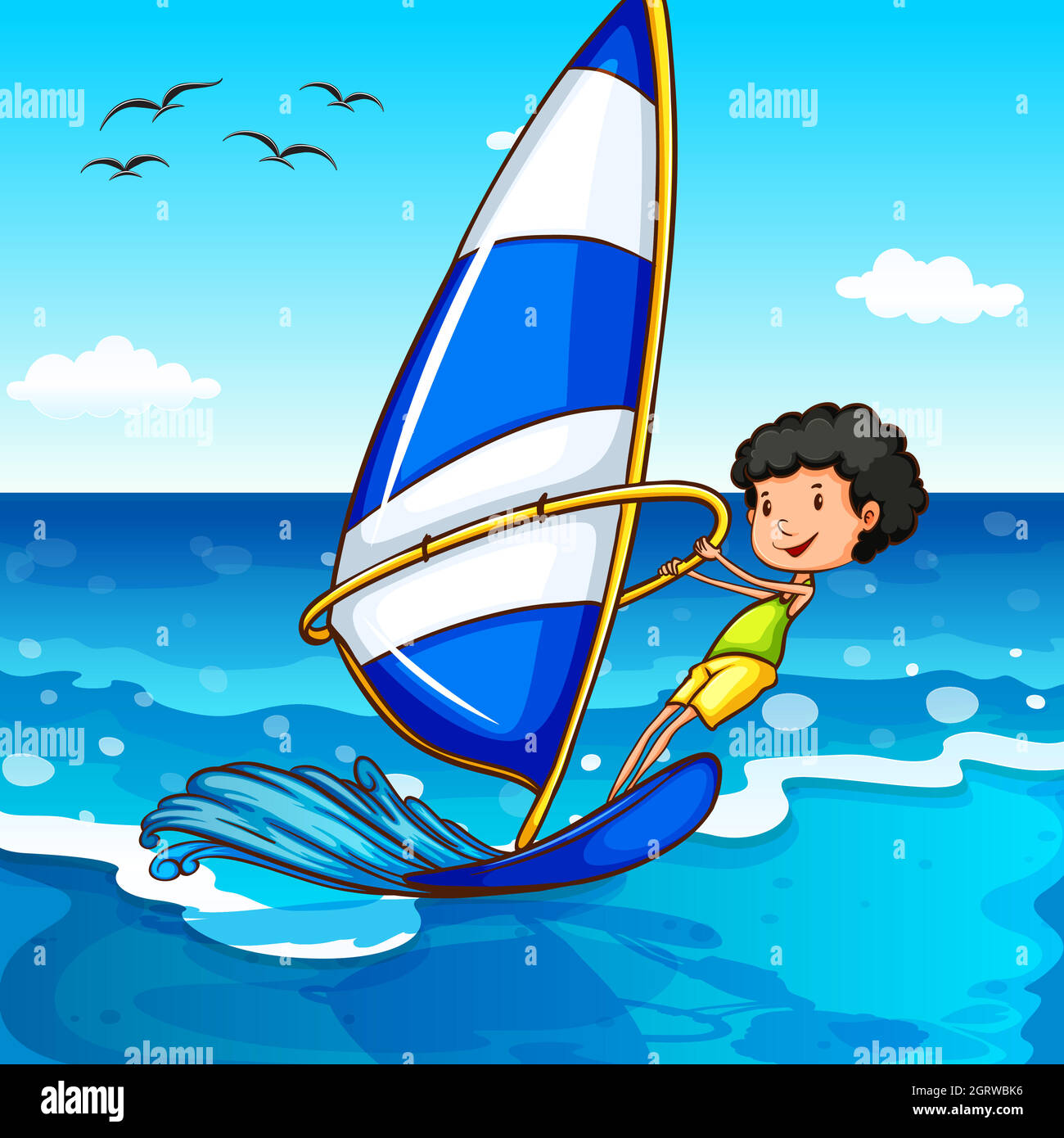 Cartoon illustration boy surfboard hi-res stock photography and images ...