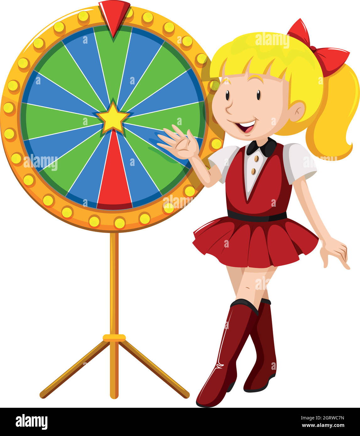 Little girl by the lucky wheel Stock Vector Image & Art - Alamy