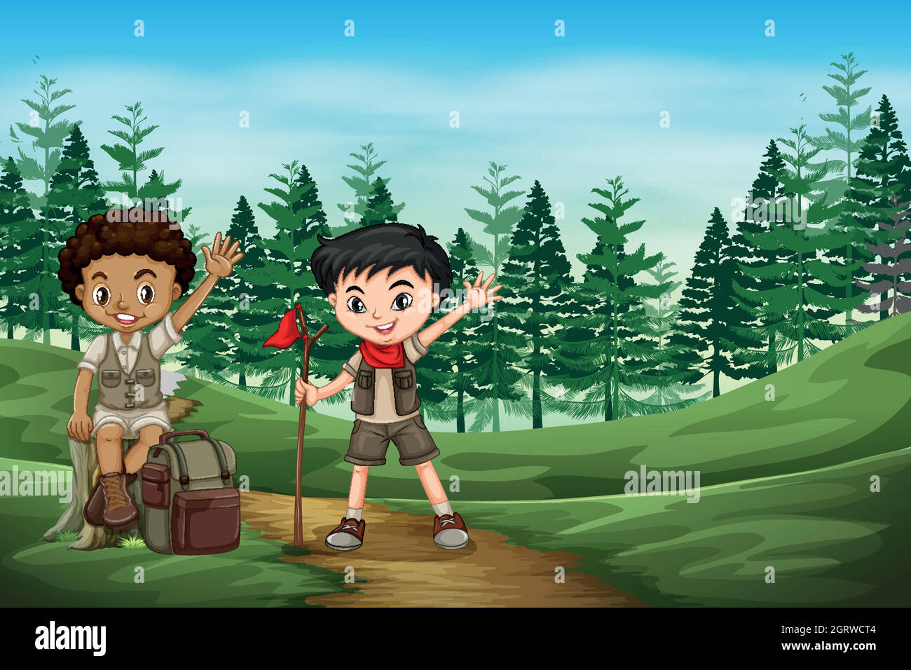 Vector illustration boy scout cartoon hi-res stock photography and ...