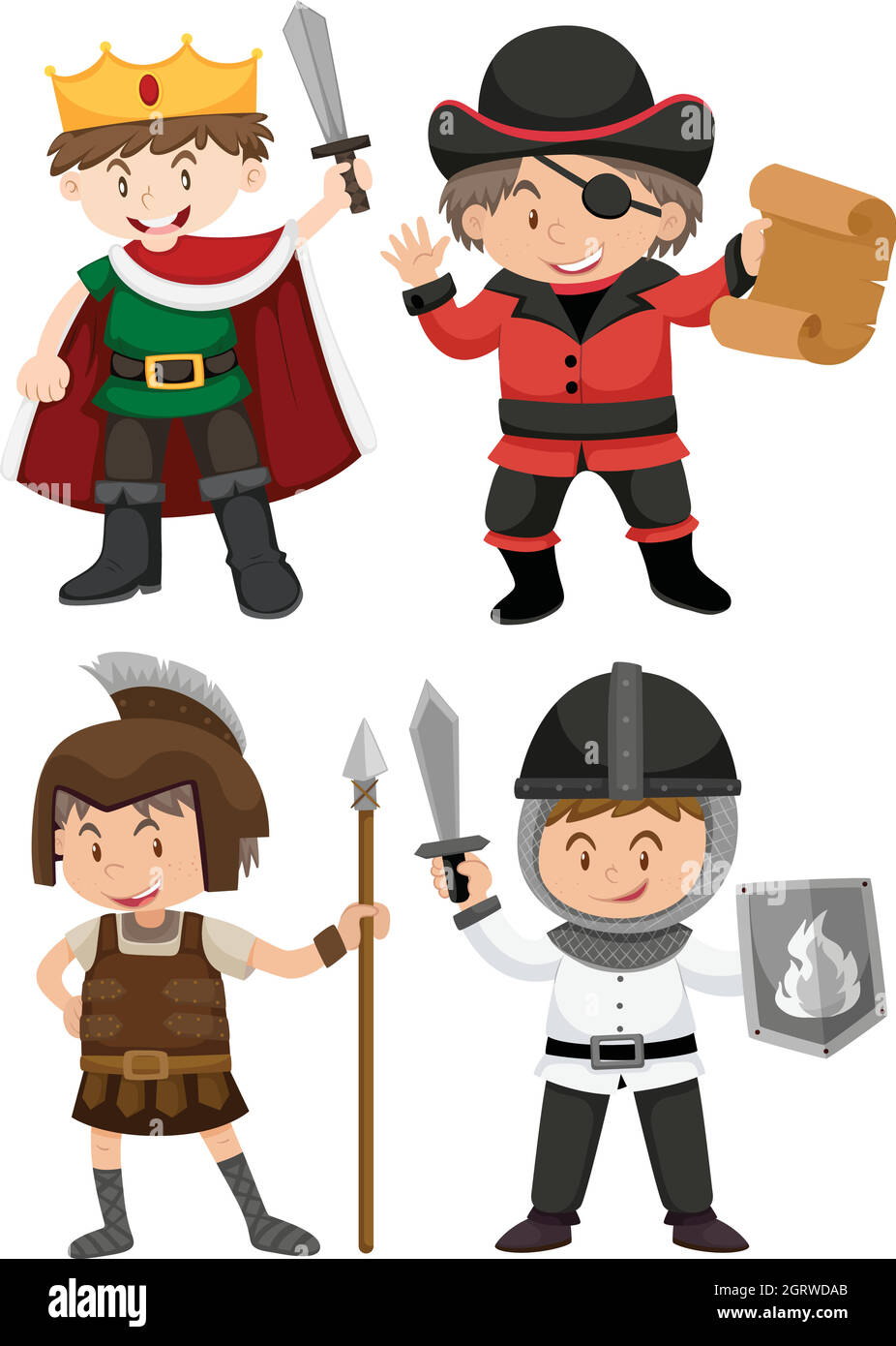 Four boys dressed in different characters Stock Vector Image & Art - Alamy