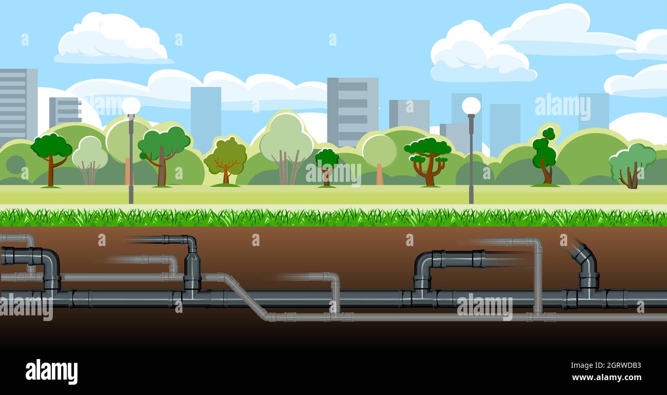 Pipeline for various purposes. Engineering city structures. Underground ...