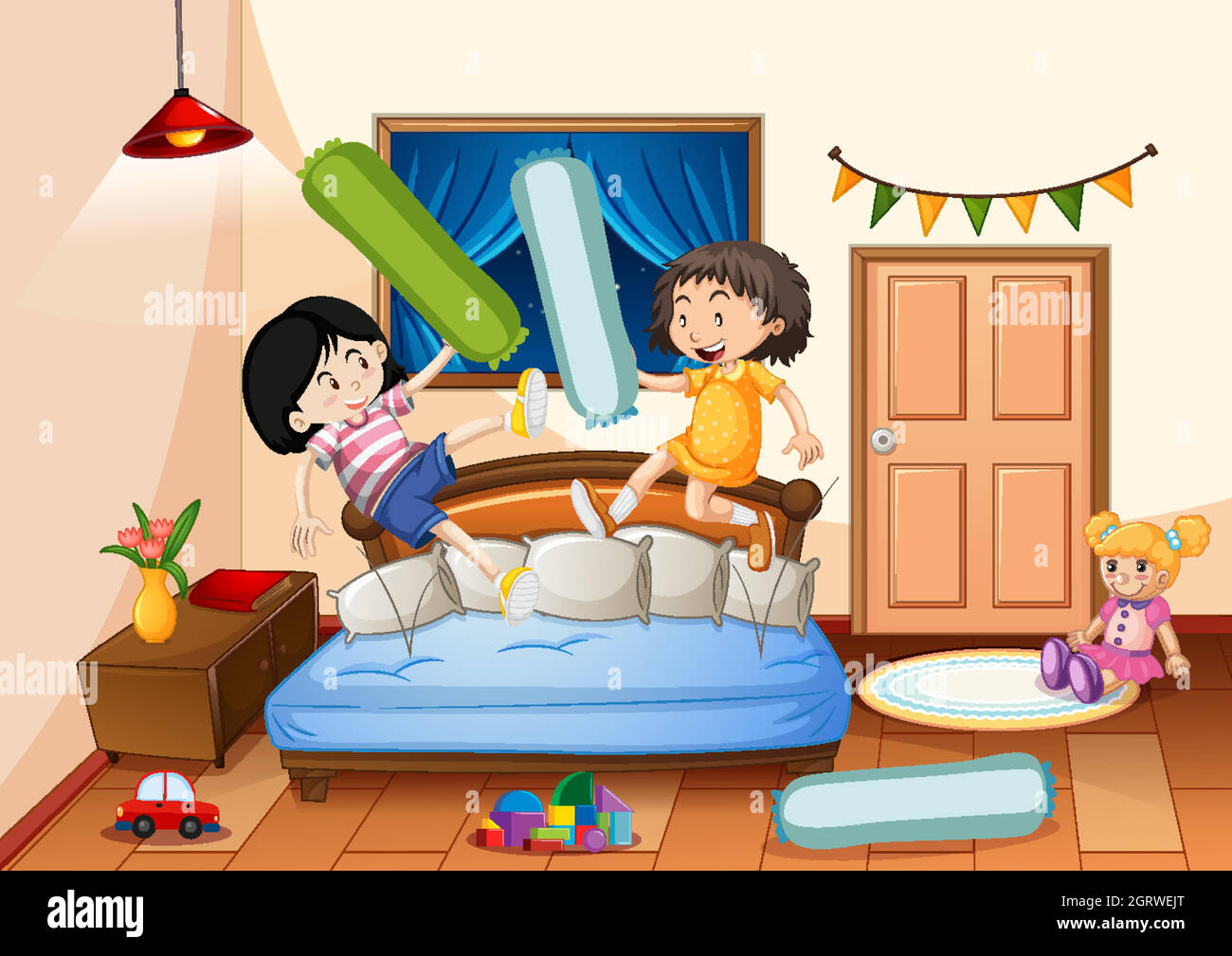 Young girls playing inside Stock Vector Images - Alamy