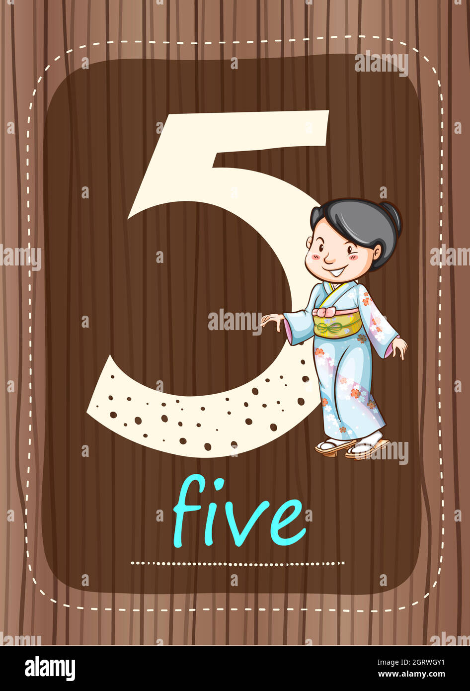 Flashcard number 5 with number and word Stock Vector Image & Art - Alamy