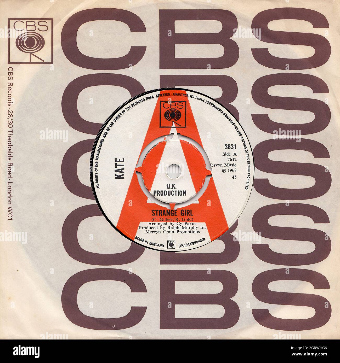 Kate - Strange girl - Don't make a sound 45rpm - Vintage Vinyl Record Cover Stock Photo - Alamy