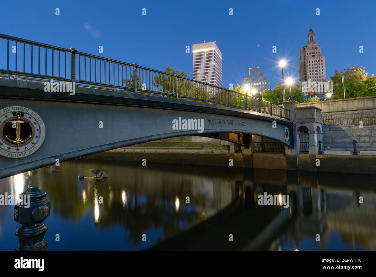 Bridge in downtown Providence at blue hour Stock Photo - Alamy