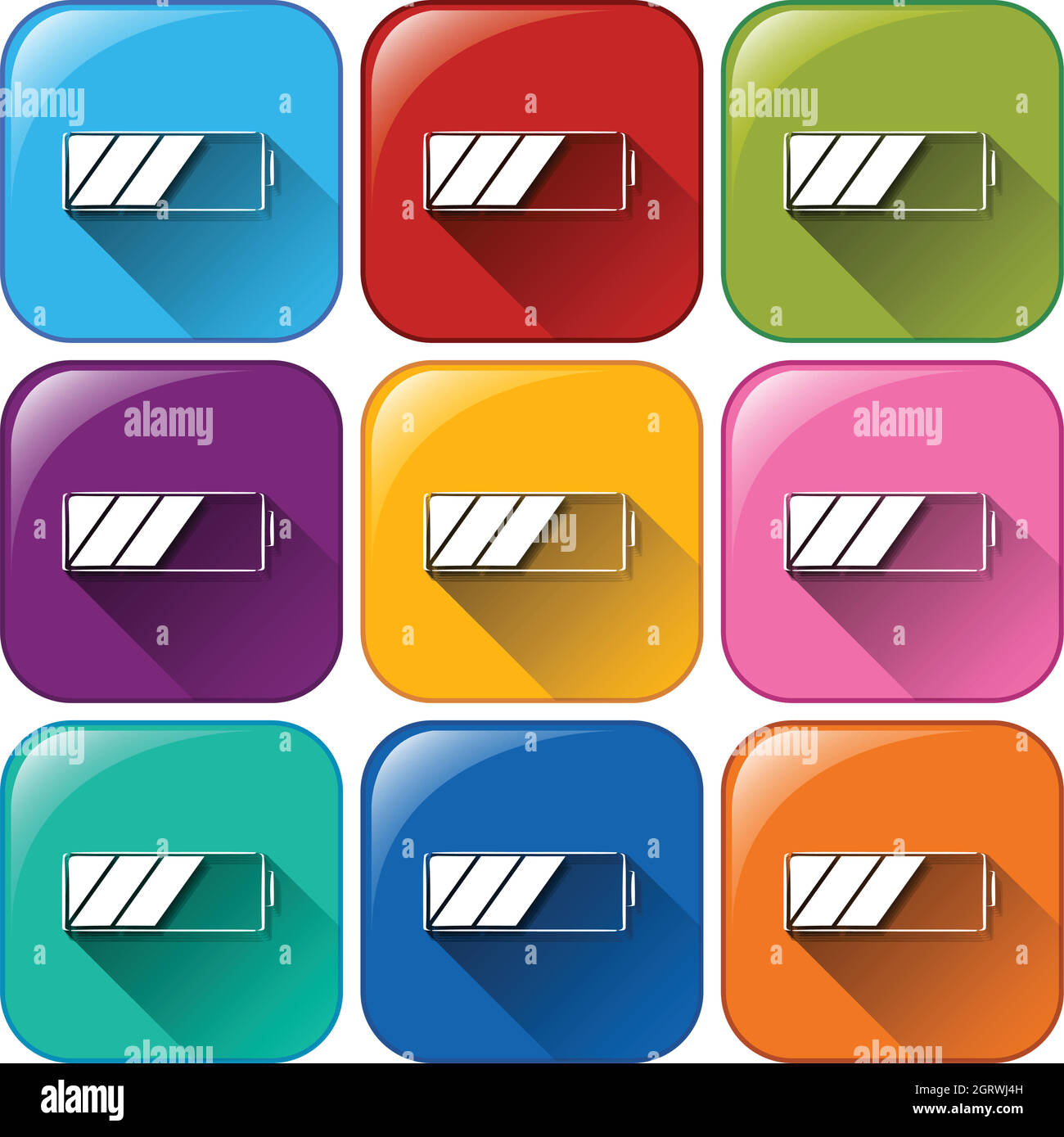 Rounded buttons displaying a charging battery Stock Vector Image & Art ...