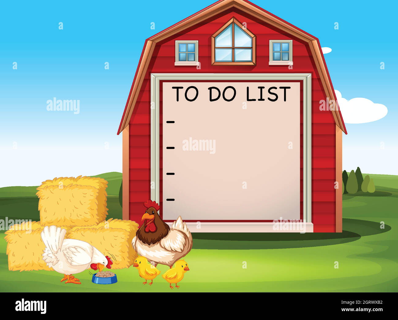 Border template design with chickens on the barn Stock Vector Image ...
