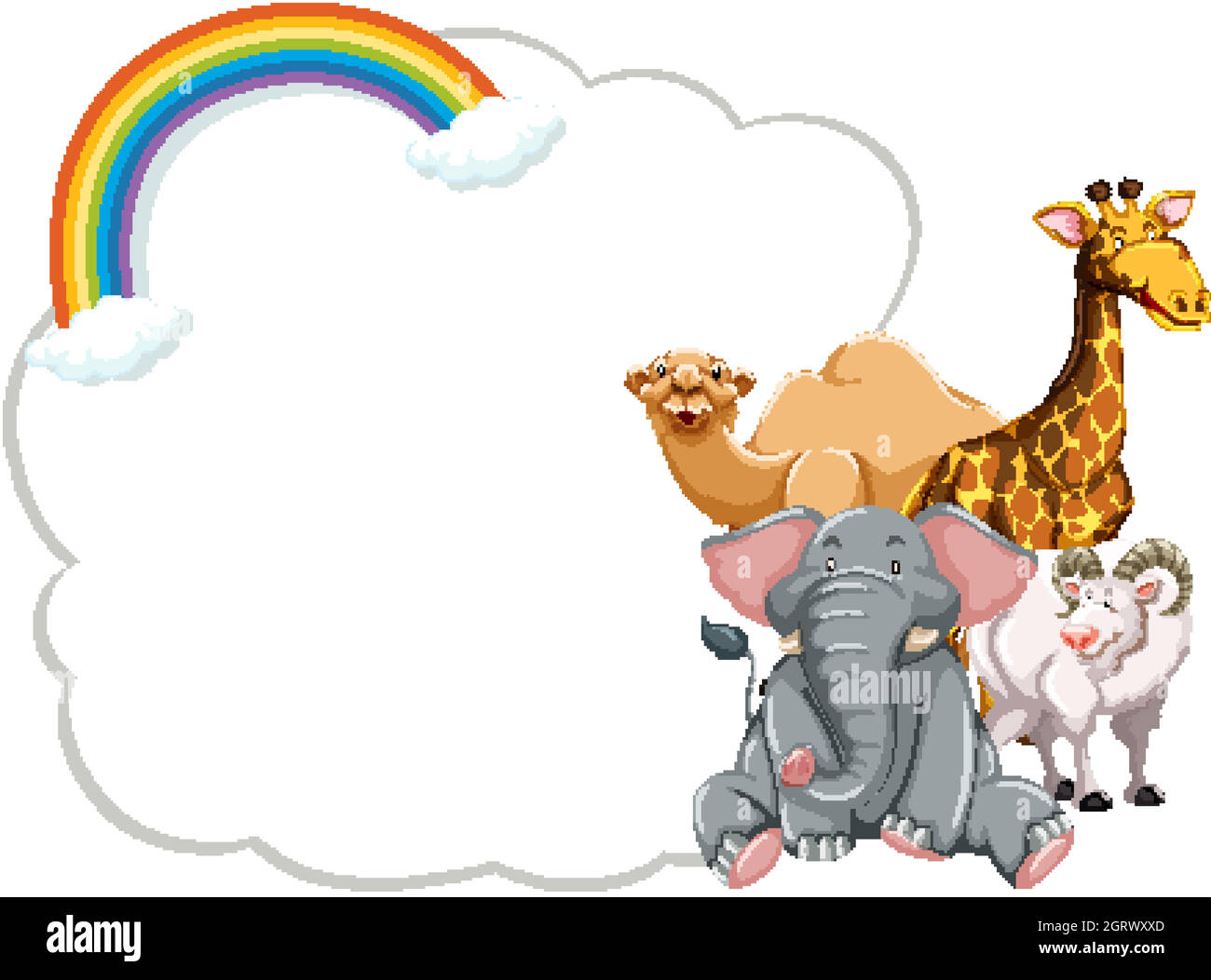 Banner design with wild animals and rainbow Stock Vector Image & Art ...