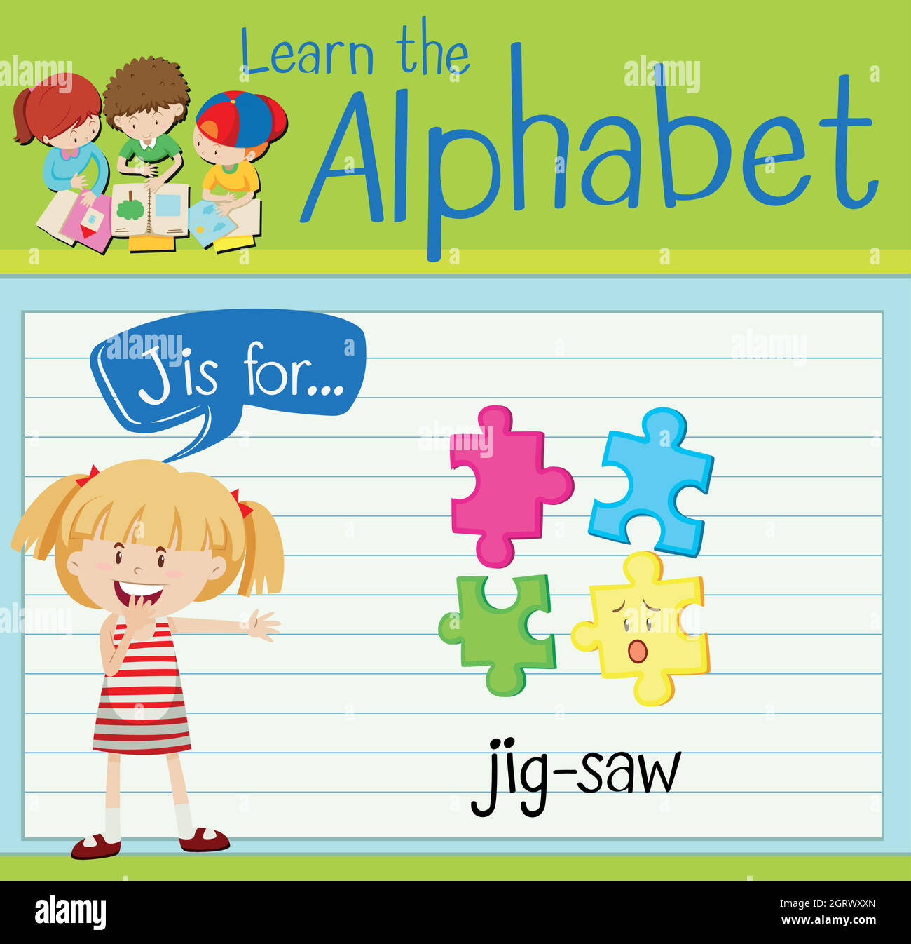 Flashcard letter J is for jig-saw Stock Vector Image & Art - Alamy