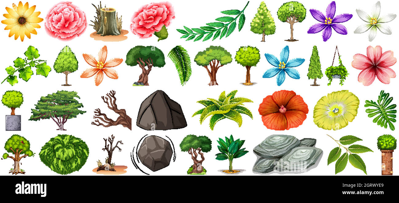Set of different nature isolated on white background Stock Vector Image ...