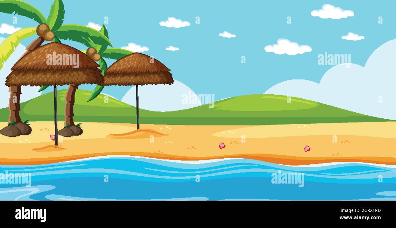 Blank landscape in nature beach scene with some coconut trees and blank ...