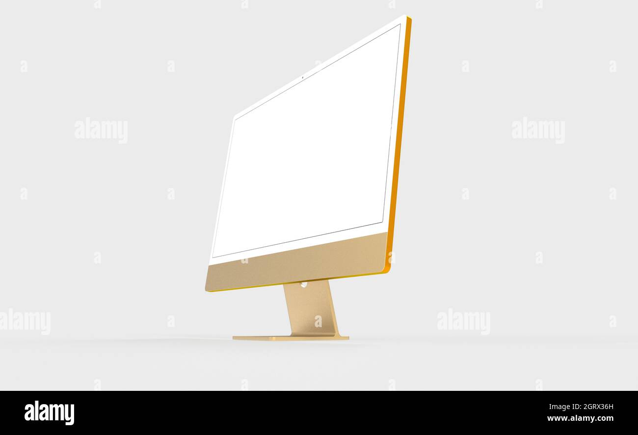 3D rendering of a computer with a blank screen with copy space on a ...