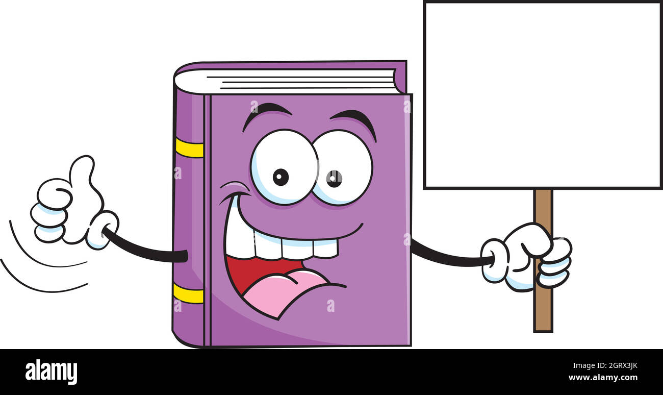 Cartoon illustration of a book holding a sign Stock Vector Image & Art ...