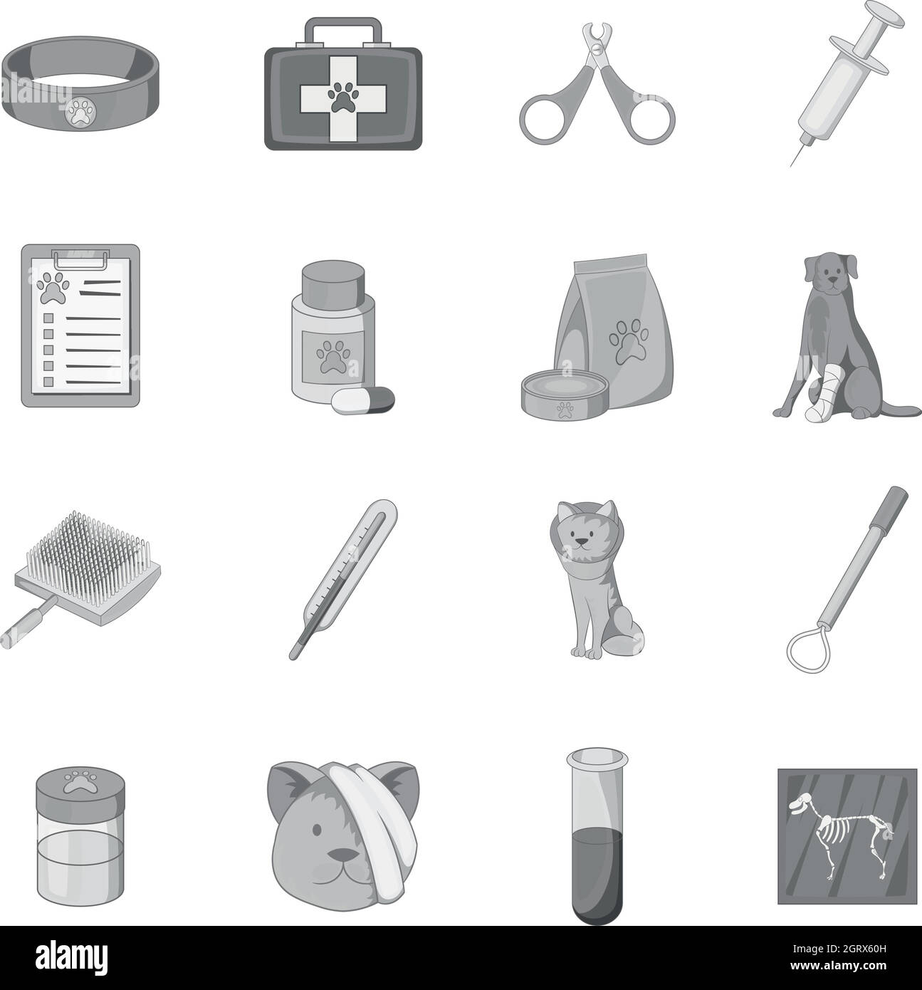 Veterinary clinic icons set, monochrome style Stock Vector Image & Art ...