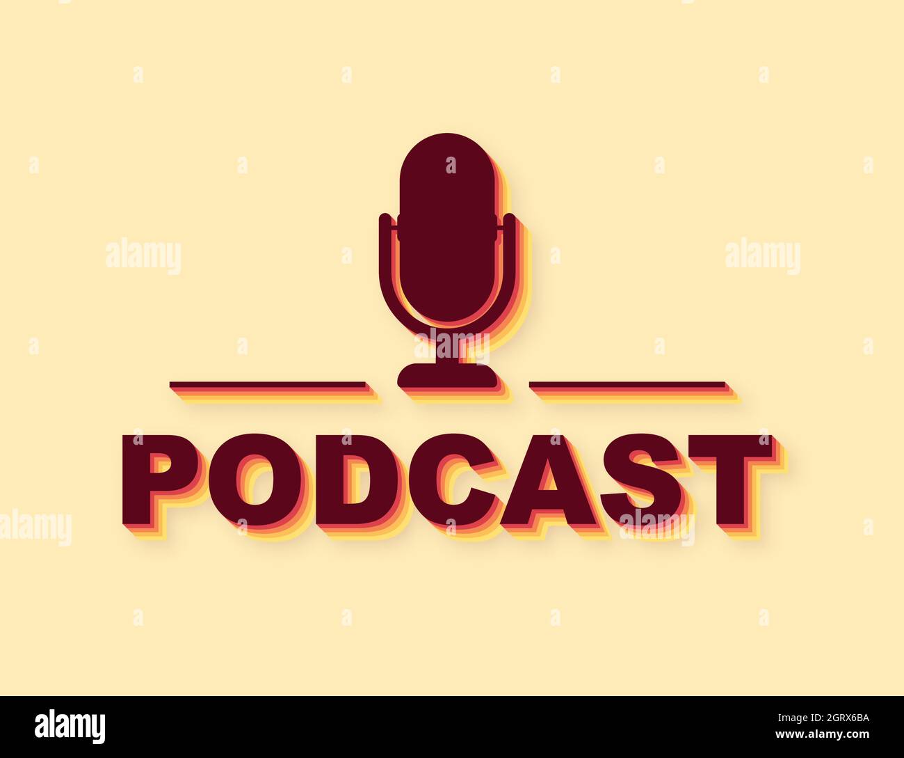 Podcast retro style icon. Badge, icon, stamp, logo. Vector stock ...