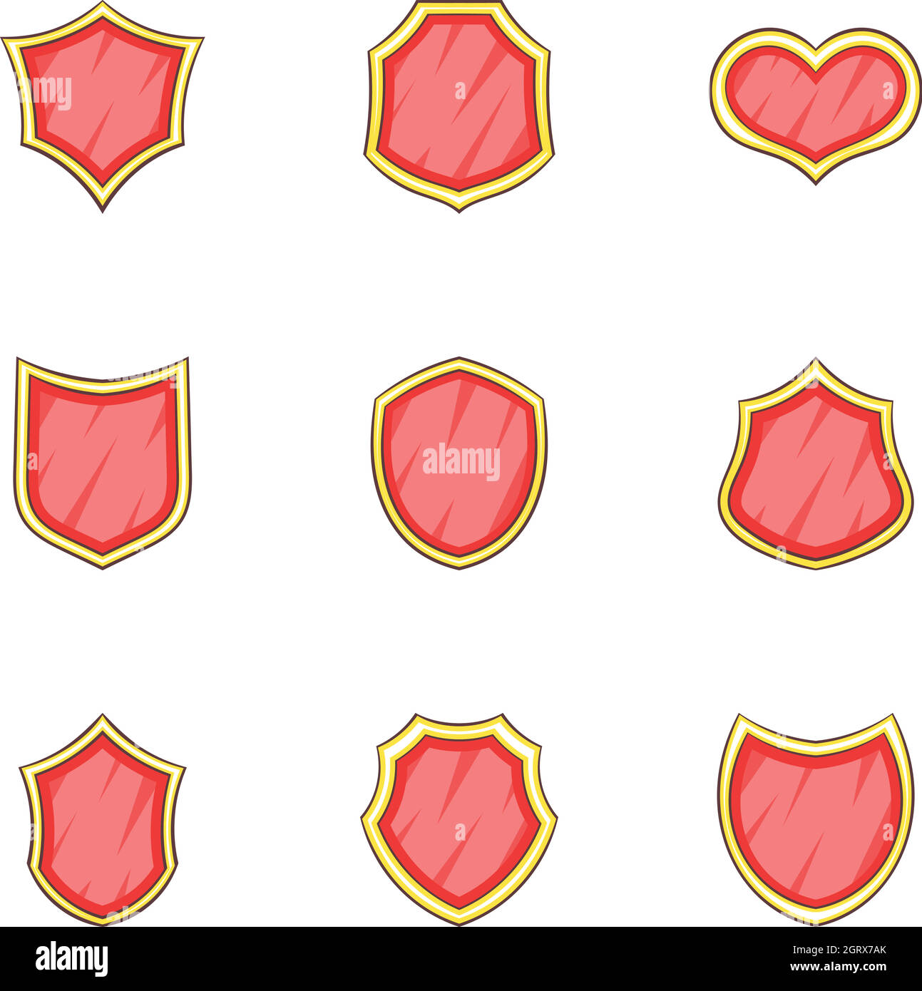 Red blank, classic shield icons set, cartoon style Stock Vector Image ...