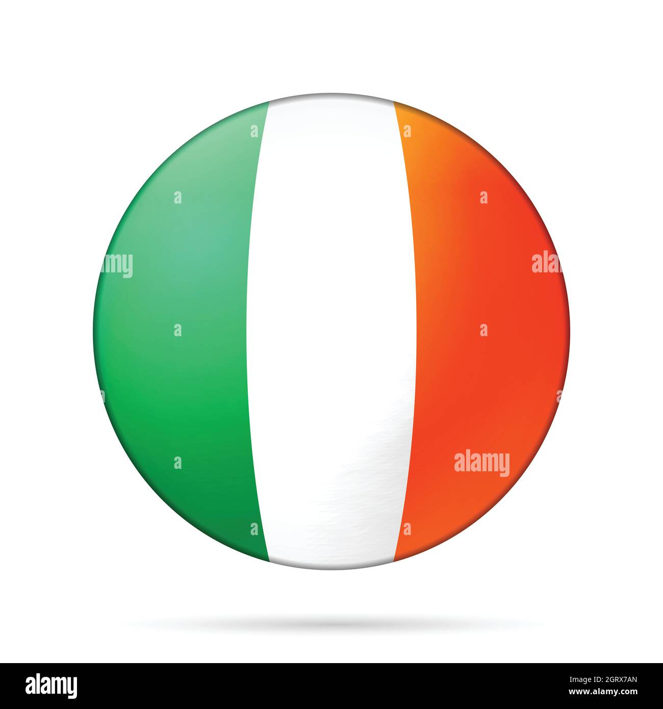 Glass light ball with flag of Ireland. Round sphere, template icon ...